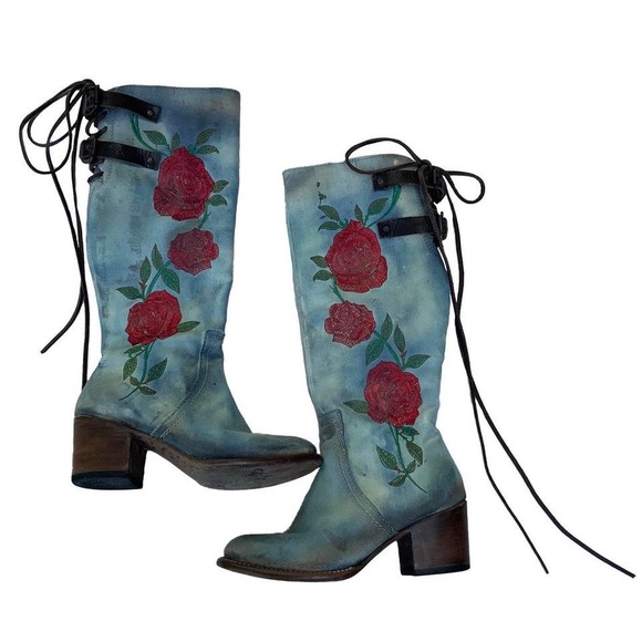 Freebird by Steven | Shoes | Rarefreebird Cyrus Denim And Rose Boots ...